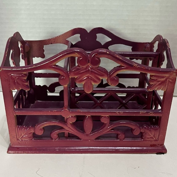 Office | Heavy Vintage Purple Wrought Iron Letter Utensil Holder | Poshmark